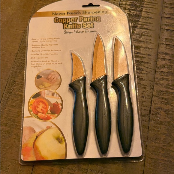 Kitchen | Copper Paring Knife Set With Black Handles | Poshmark